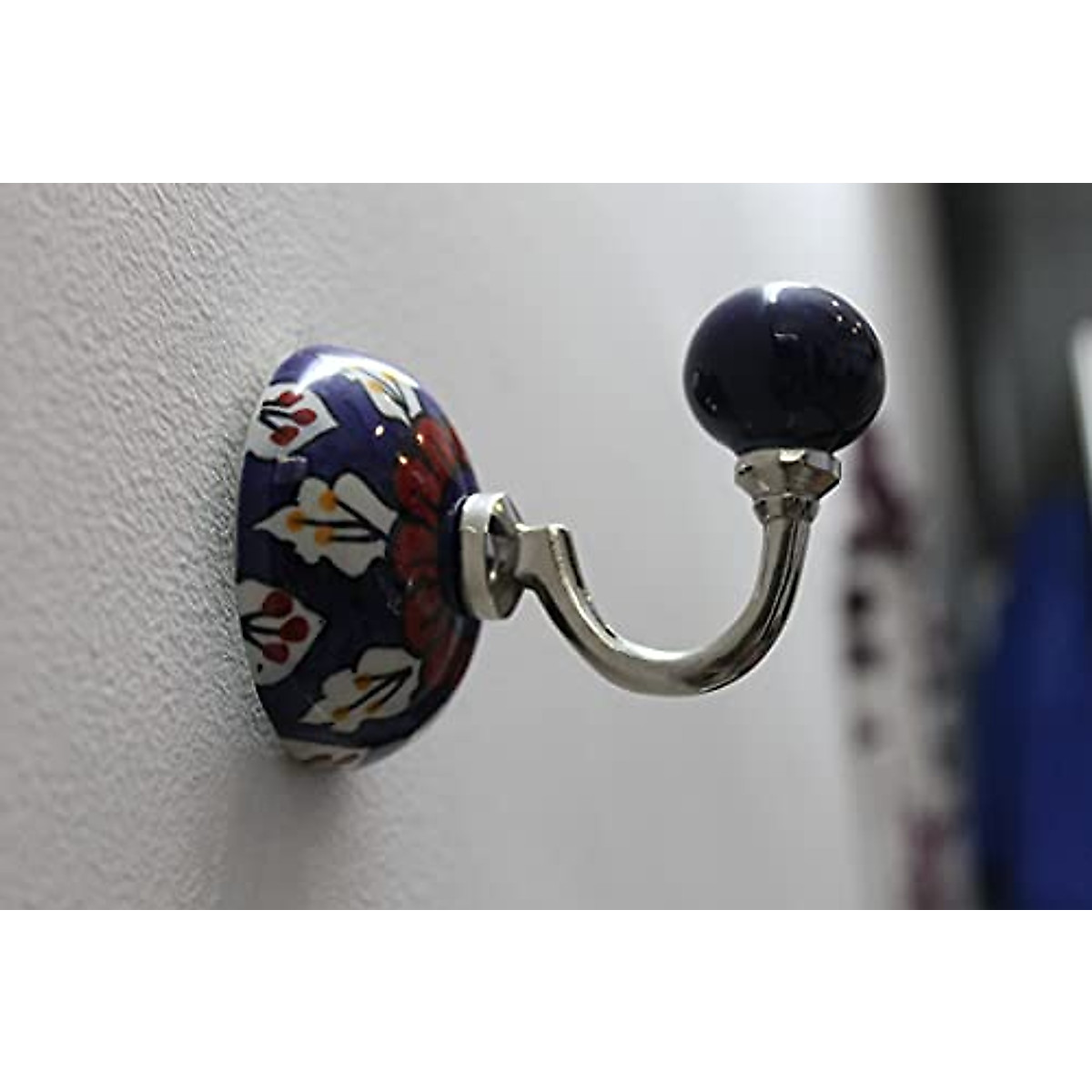 PARIJAT HANDICRAFT Hand Painted Beautifully Multicolored Ceramic Wall Hook Hanger Key Holder hat Clothes hangings Bath Towel Hook Hanger.