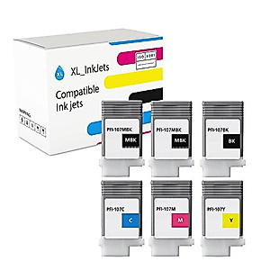 XL-Ink Compatible for Canon PFI-107/PFI107 6-Pack (2X Matt Black, Black, Cyan, Magenta, Yellow)