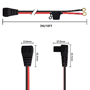 PNGKNYOCN 12V Car Refrigerator DC Power Cable，16AWG O Ring Terminal to Portable Car Coole Lead Cable Built in 15A Fuse for Portable Car Refrigerator Fridge（3M/10FT）