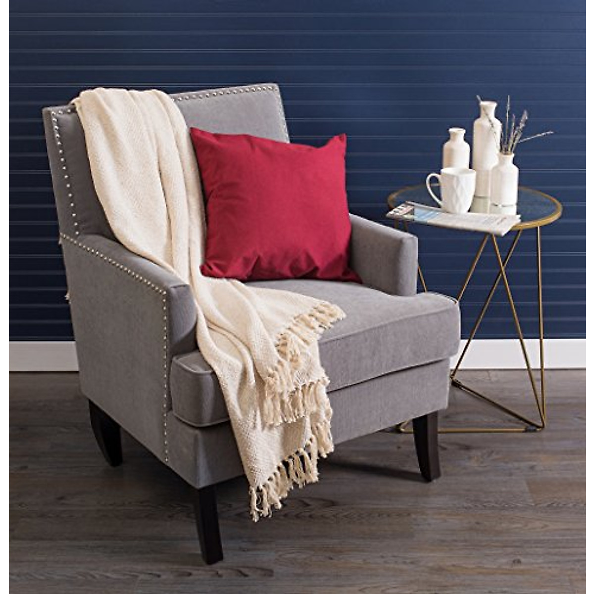 DII Diamond Throw Collection Cotton Woven, 50x60, White