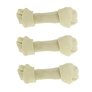 Top Dog Chews - Natural Beef Rawhide Bones (3 Pack), 8"-10" Long-Lasting Dog Bones for Aggressive Chewers, Digestible Dog Treats for Small, Medium & Large Breeds (3 Pack, 3, Count)