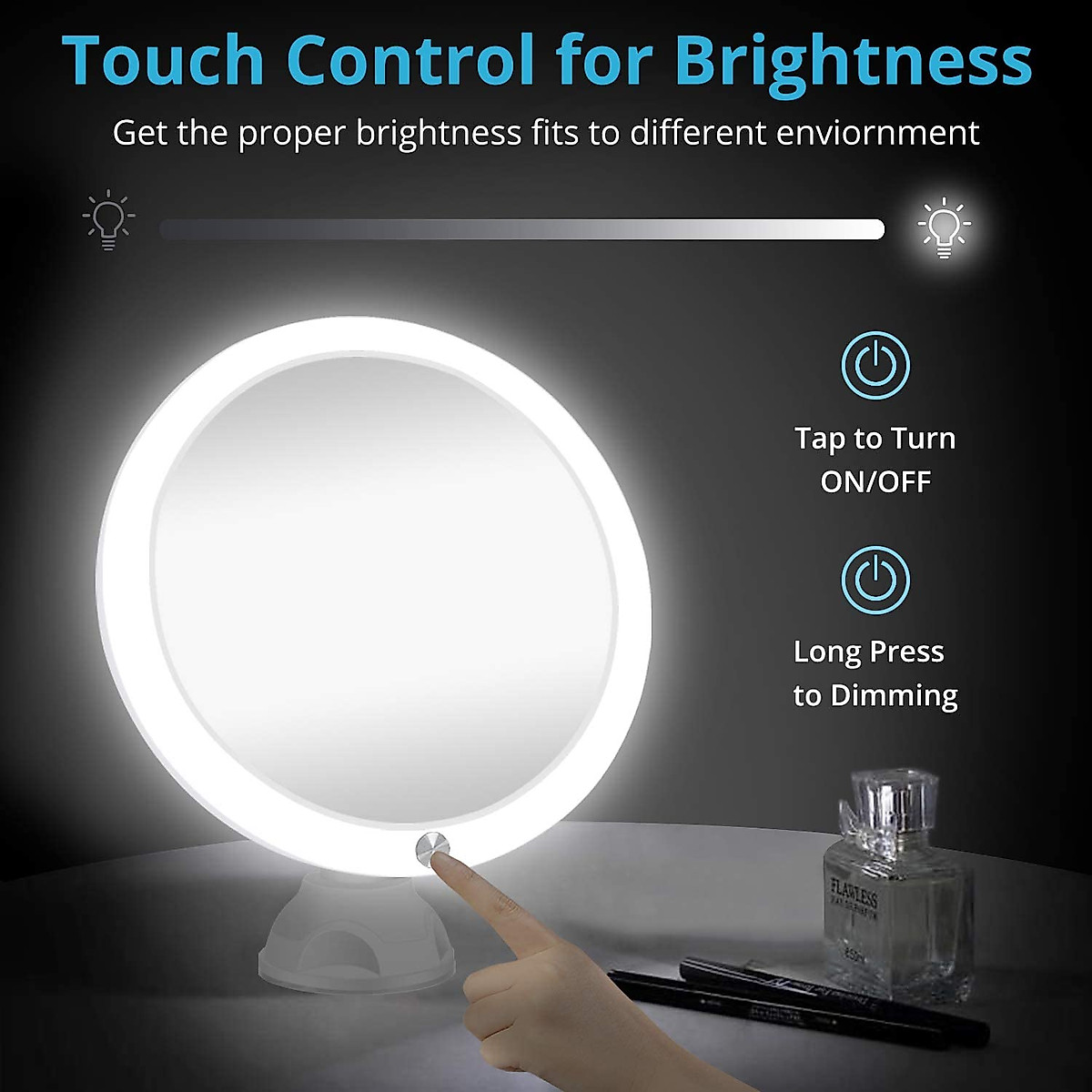 Fabuday 15X Magnifying Mirror with Light - Upgraded 2021 Version Lighted Makeup Mirror with Magnification, Led Magnified Mirror for Bathroom with Suction Cups, Lighting Adjustable, Dual Power Supply