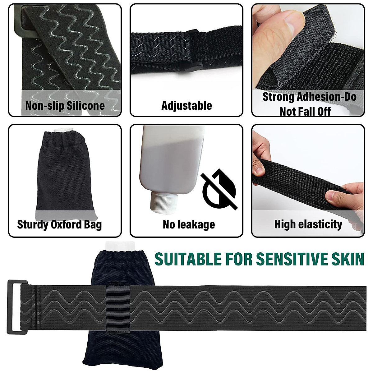 14 Pcs Urine Test Complete Kit,Includes 2 Empty Bottles,10 Adhesive Temperature Test Strip,Hidden Leg Strap Oxford Pouch,Temperature Test Urine Strip Sticker,Portable Travel Urine Test Bottle