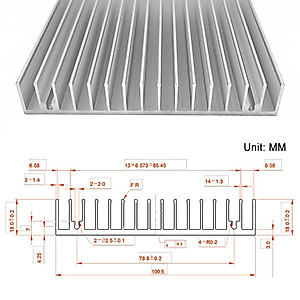 Awxlumv 100mm Heatsink 100x100x18mm/ 3.94''x3.94''x0.71'' Heat Sinks Radiator for Circuit Board Transistor Semiconductor Devices Control System Multimedia Components Equipment with 16 Fins - Sliver