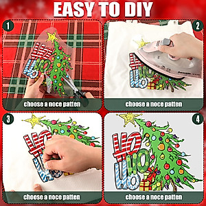 9pcs Merry Christmas Iron on Patches - Large Heat Transfer Stickers, Cute Tree Elk Santa Claus Pattern Decals for T Shirts, Hoodies, Bags