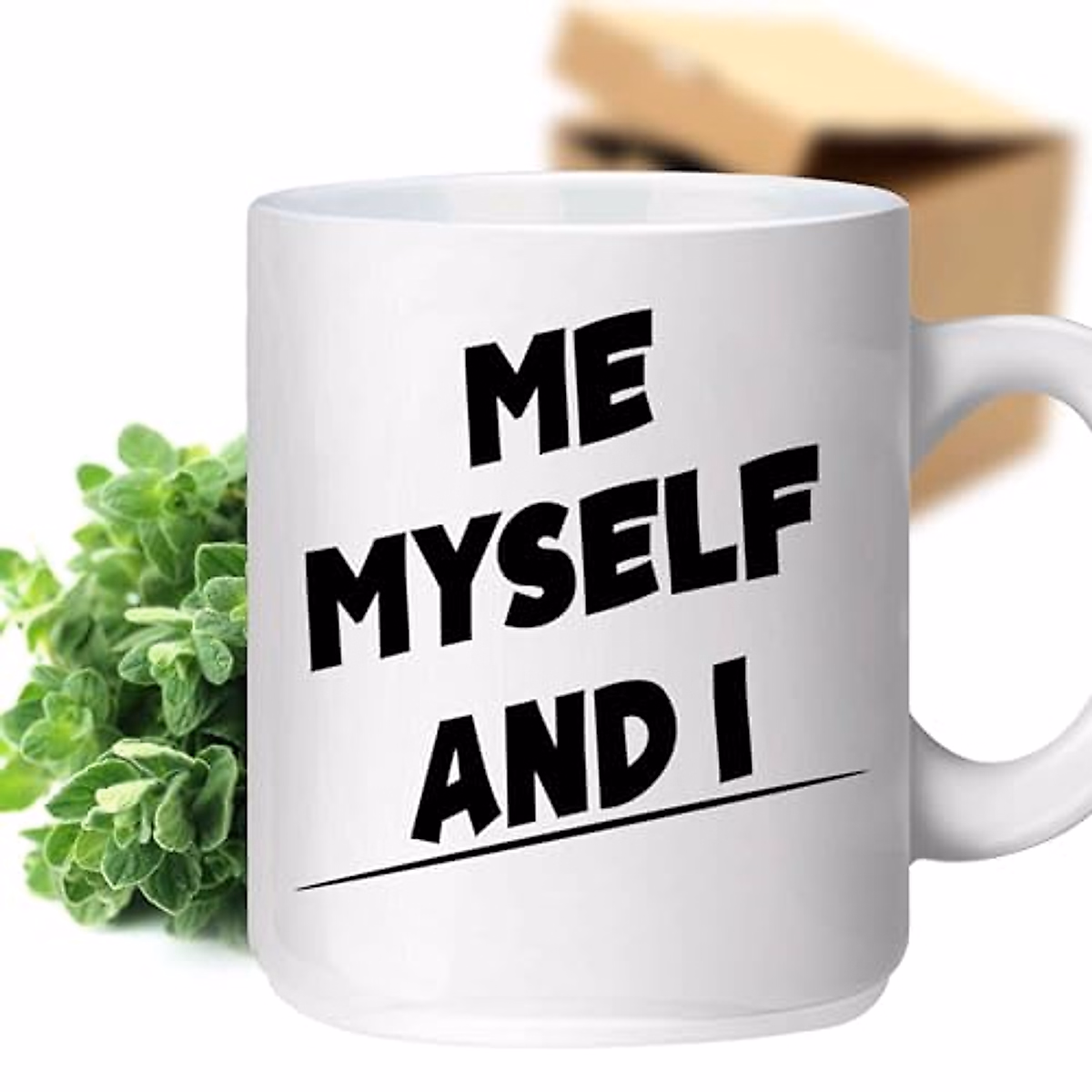 Bride's Gift, for Me, Myself, and I - Engraved or Monogrammed Design on Grey and Multicolor Sweat - 11 Oz White Ceramic Coffee Mug