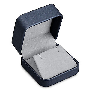 Woodten Blue Round Corner Earrings Gift Box PU Leather Jewelry Earring Gift Packaging Box