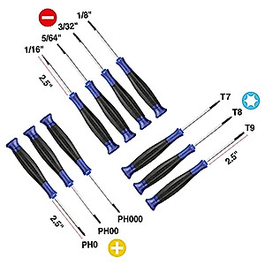 WORKPRO 10-Piece Precision Screwdriver Set with Pouch, Phillips, Slotted, Torx Star, Magnetic Screwdriver Repair Tool Kit, Non-Slip Grip, for Eyeglass, Watch, Computer, Laptop, Phone