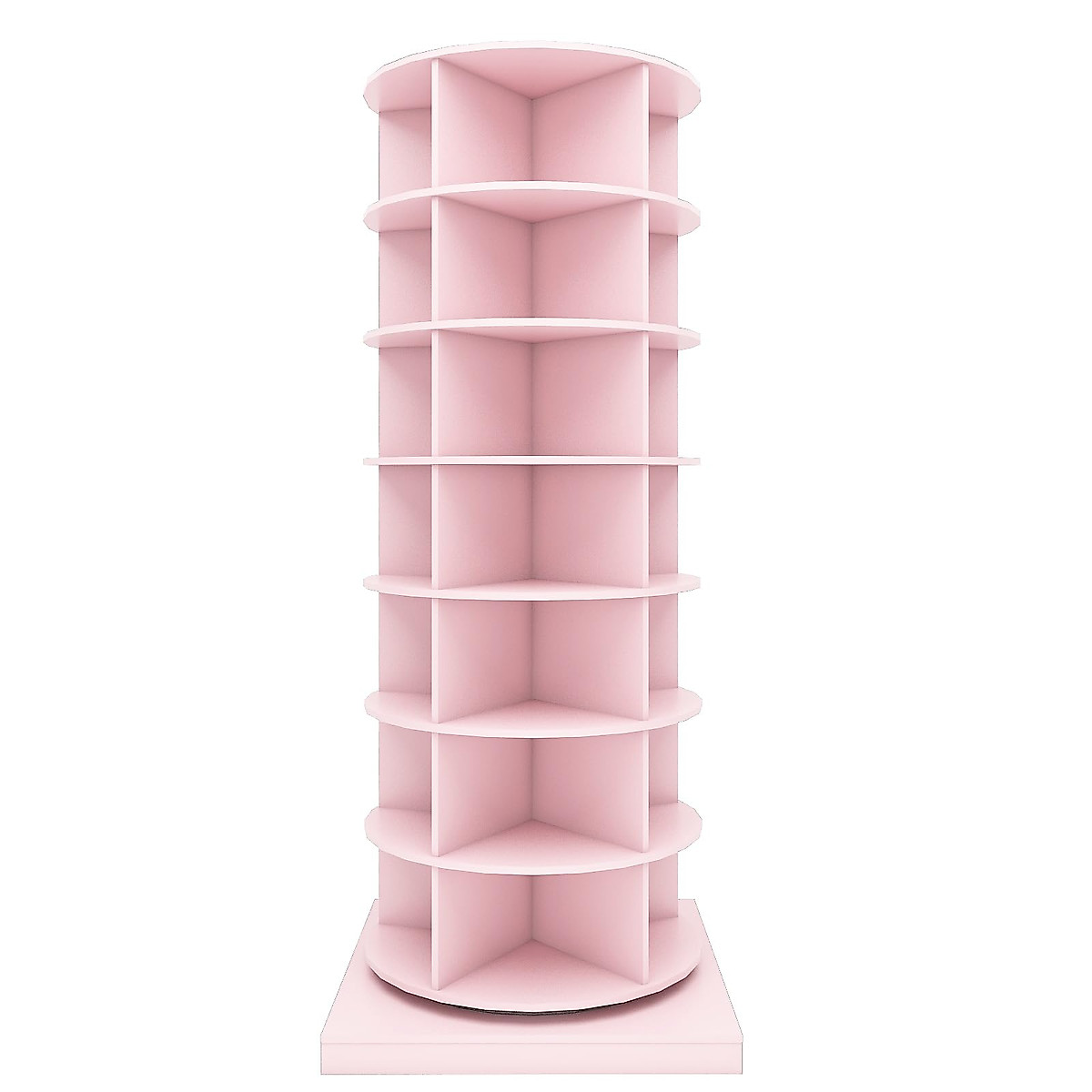 Maotifeys Rotating Shoe Rack Tower, 7-Tier Spinning Shoe Rack, Free Standing 360° Revolving Shoe Organizer Can Hold 28 Pairs of Shoes for Entryway Living Room Hallway (7-Tier, Pink)