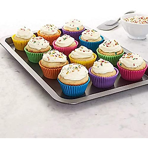 Cupcake Liners - Reusable Silicone Cupcake Baking Cups - Non-Stick Baking Muffins Mold - Use As Lunch Box Dividers - Set of 12 Kitchen Accessories - Great Gift Idea