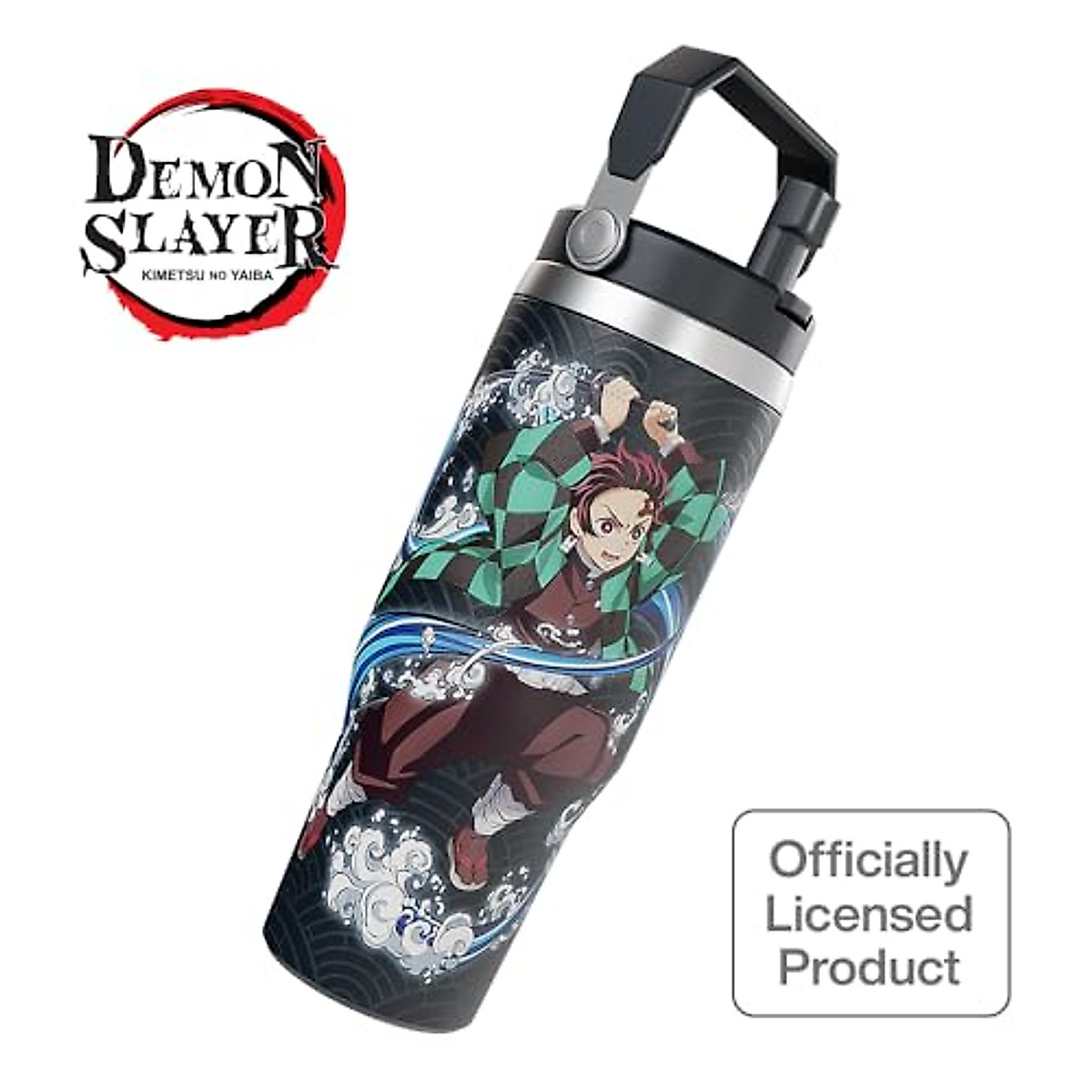 Demon Slayer Kimetsu No Yaiba Tanjiro Tumbler with Lid, 30 Oz Water Cup, Vacuum Insulated, Anime Water Bottle, Reusable Insulated Stainless Steel tumbler for Water, Iced Tea or Coffee