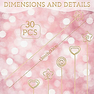 Sunnyray 30 Pieces Metal Wire Floral Picks Wire Place Card Holder Stand 13 Inch Table Name Number Picture Holder Clips Menu Note Memo Holder for Wedding Birthday Baby Shower Party Favor