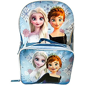 Frozen 15 Inch Kids Backpack With Removable Lunch Box (Blue)