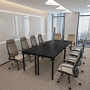 Bonzy Home Conference Tables 8ft Office Computer Desk for Meeting Room Study Writing Printer Podcast Table Save Space Design for 10 People Modern Black 4PCS (94.4"x47.2"x29.5", Black)