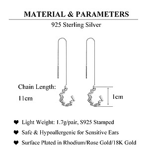 SLUYNZ 925 Sterling Silver Wave Cuff Earrings Wrap Tassel Earrings for Women Threader Earrings Chain