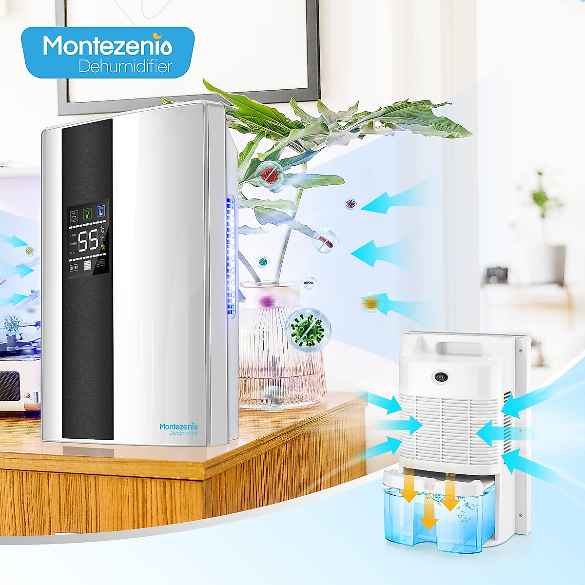 Efficient Dehumidifiers for Home - 400 Sq. Ft Quiet Dehumidifier with Drain Hose, Remote Control, Auto Shut Off, and 2 Working Modes, Portable Dehumidifier for Basements, RVs, Closets, Garages