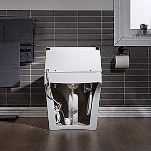 WOODBRIDGE B0960S Auto Flush, Auto Open & Auto Close, 1.28 GPF Single Flush Toilet with Intelligent Smart Bidet Seat and Wireless Remote Control, Chair Height