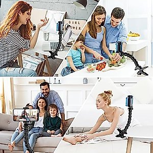 Jaws Flex Clamp Mount with Adjustable Gooseneck for GoPro Hero 11, 10, 9, 8, 7, 6, 5, 4, Session 3+, 3, 2, 1 Max, Hero (2018) Fusion, DJI Osmo Cameras Compatible with 4-7'' Smartphone