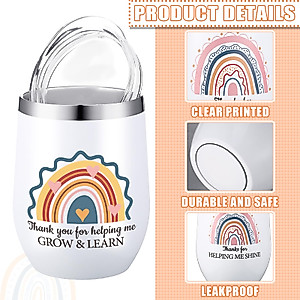 10 Pack Teacher Gifts Mug Bulk Boho Rainbow Wine Tumbler Thank You for Being Awesome Stainless Steel Tumbler with Lids Straws and Brushes Insulated Coffee Tumbler for Woman Teacher Present, 12 oz