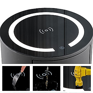 CLIPOP Modern Nightstand with 3 Drawers, Smart Nightstands with Wireless Charging Station, Adjustable Led Light, Faux Leather Surface Bedside Table No Assembly, Dark Grey