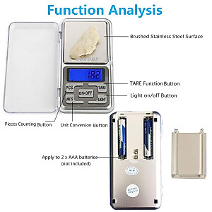 WOWOHE Food Travel Scale Portable Pocket Scale Gram Capacity 500g Degital Kitchen Small Miniature Scale Lab Measuring Scale High Precision