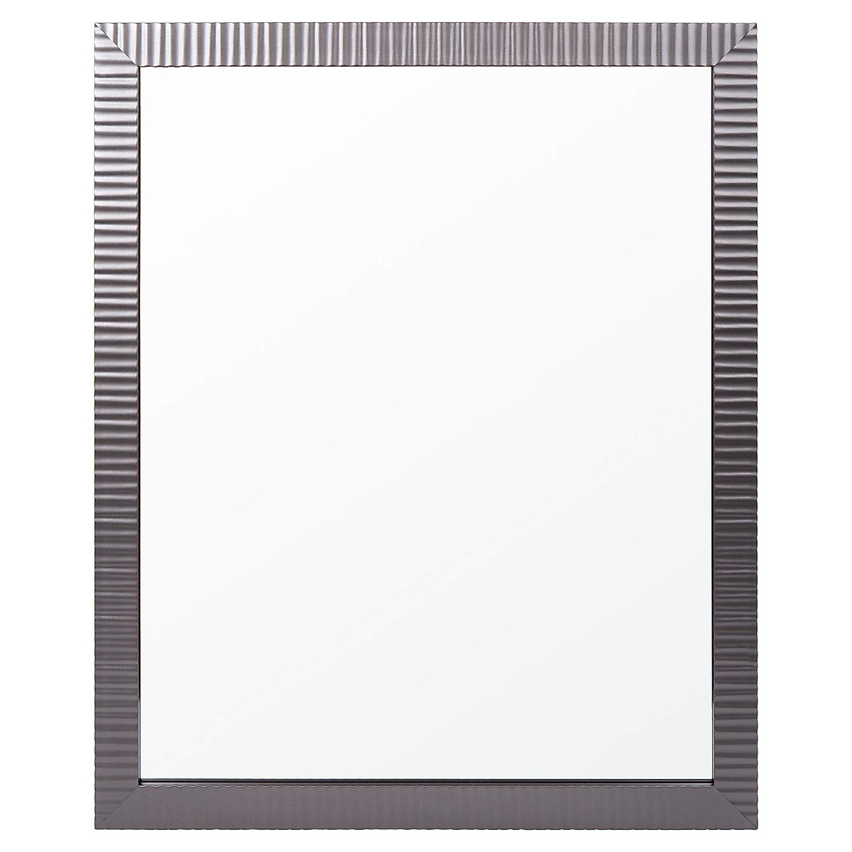 Truu Design Decorative Ridged Metallic Rectangular Wall Mirror, 16 x 20 inches, Grey