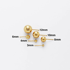 Amazon Essentials Yellow Gold Plated Sterling Silver Polished Ball Stud Earrings (10mm), (previously Amazon Collection)