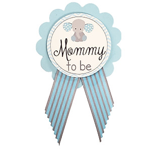 Elephant Baby Shower Pins 4 for Mommy Daddy & Grandma to Be It's a Boy for parents to wear, Blue & White, Baby Sprinkle