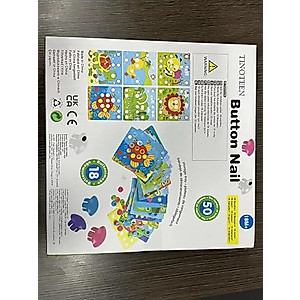 TINOTEEN Button Art Toy for Toddlers,Toddler Activities Crafts Color Matching Early Learning Educational Mosaic Pegboard 50 Buttons and 18 Pictures