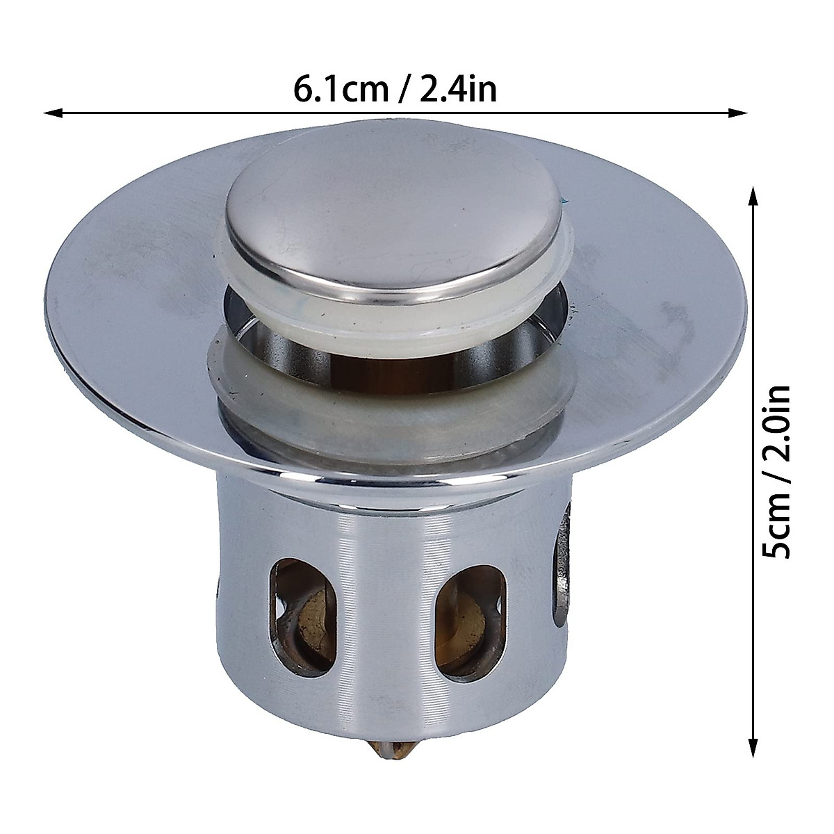 Wash Basin Bounce Drain Filter, Stainless Steel Press Type Bathroom Sink Drain Stopper Plug, Bathroom Bathtub Sink Draining Water Accessories