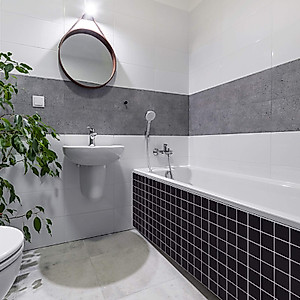 Ecoart Peel and Stick Wall Tile 10" X 10" Backsplash Stick On Kitchen Bathroom 16 Cells Square Brick Stick Tile Sticker(6 Sheets) (Black)