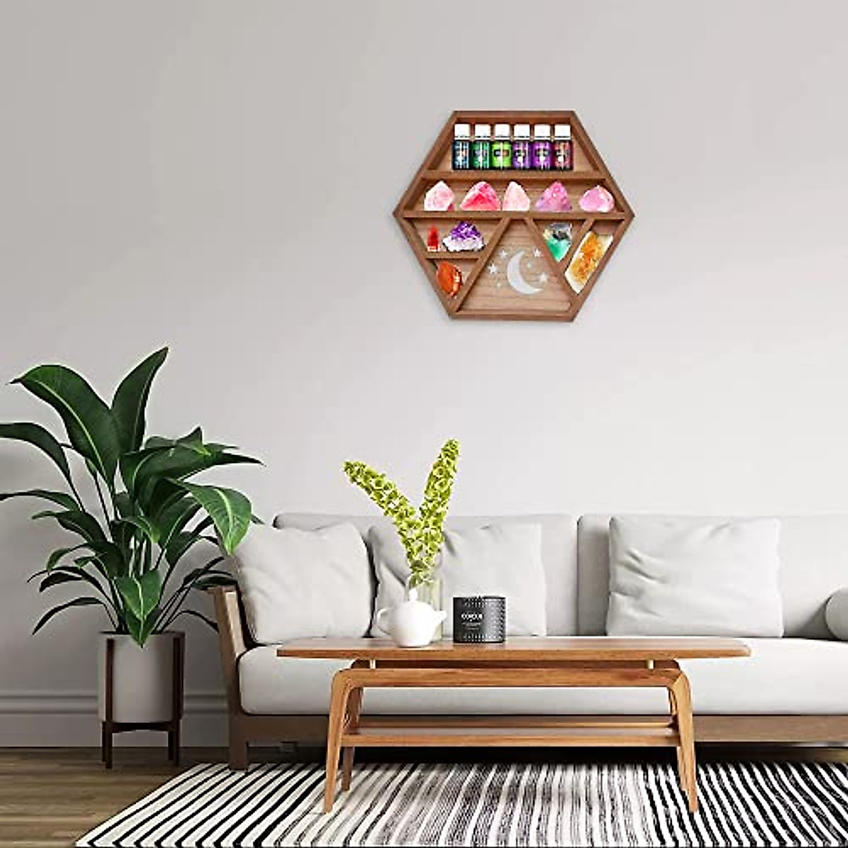 KuteDecor - Hexagon Shelves, Hexagon Shelf, Floating Shelves, Boho Wall Decor, Crystal Display, Shelf Decor, Essential Oil Shelf, Crystal Holder, Crystal Shelf, Small Wall Shelf