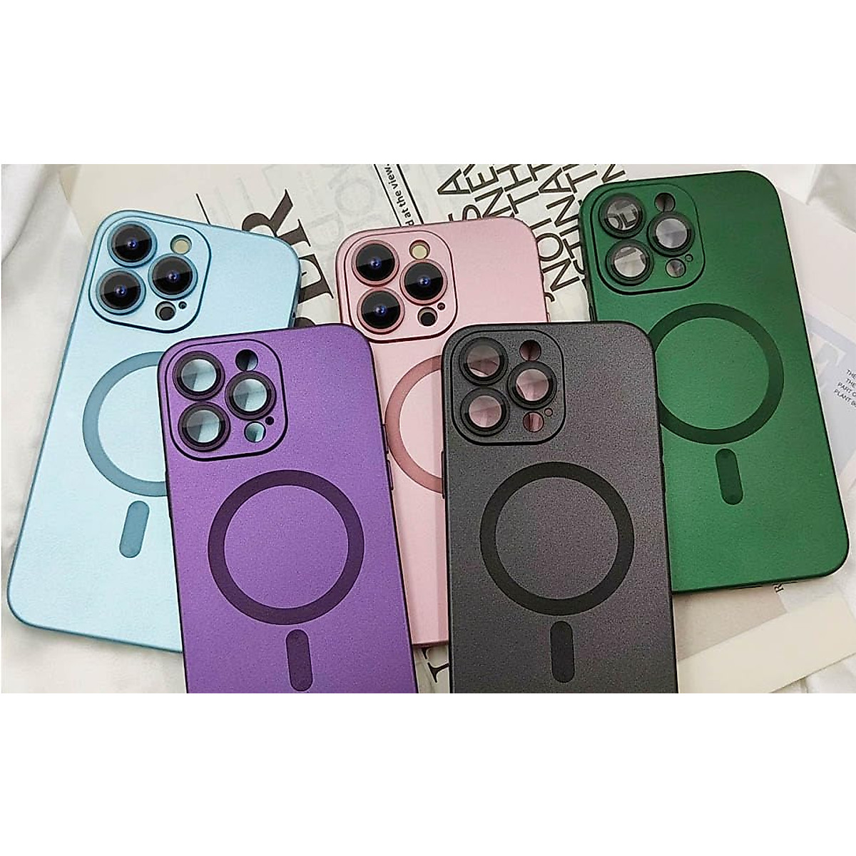 ankofave Magnetic case for iPhone 14 Pro Max Phone Case for Women, Matte Luxury Soft Metallic Luster Design with Camera Lens Protector, Compatible with Magsafe Case for iPhone 14 Pro Max 6.7"-Purple