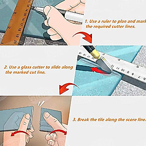 Glass Cutter Kit with Cutting Oil, 2mm-20mm Professional Cutting Head, Aotomatic Pencil Oil Feed Carbide Tip Glass Cutter Tool for Thick Glass Mosaic and Tile