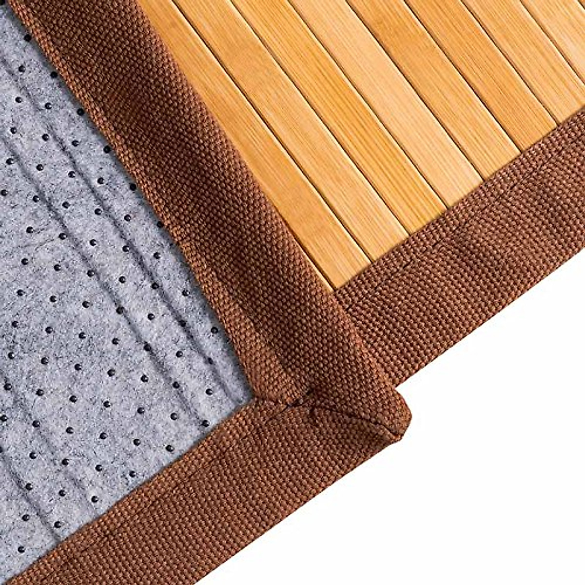 5' X 8' Floor Carpet, Bamboo Area Rug Floor Carpet Natural Bamboo Non-Slip Roll Runner Indoor Outdoor for Bathroom, Kitchen, Garden (60” x 96”)