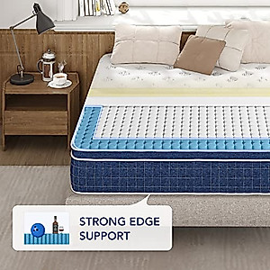 EEN EEN SLEEP Queen Mattress in a Box, 12 Inch Hybrid Mattress Queen Size, Medium Firm Mattress with Foam and Pocket Innerspring, Strong Edge Support, Fits All Bed Frames, CertiPUR-US