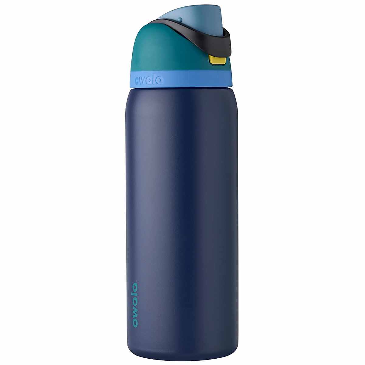 Owala FreeSip Insulated Stainless Steel Water Bottle with Straw for Sports and Travel, BPA-Free, 32-oz, Teal/Navy (Nautical Twilight)
