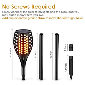 TomCare Solar Outdoor Lights 43" Higher & Larger Flickering Flames 96 LED Solar Torch Lights Outdoor Waterproof Solar Powered Garden Lights Decorative Landscape Lights for Yard Patio Christmas, 4 Pack