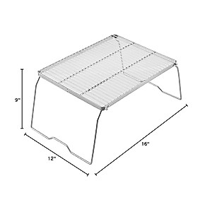YETO Portable Folding Campfire Grill Over Fire Outdoor Camping Grill Grate with Legs， 304 Stainless Steel Grate with Carrying Bag for Cooking BBQ Picnic Hiking 16 x 12 x 9 inches