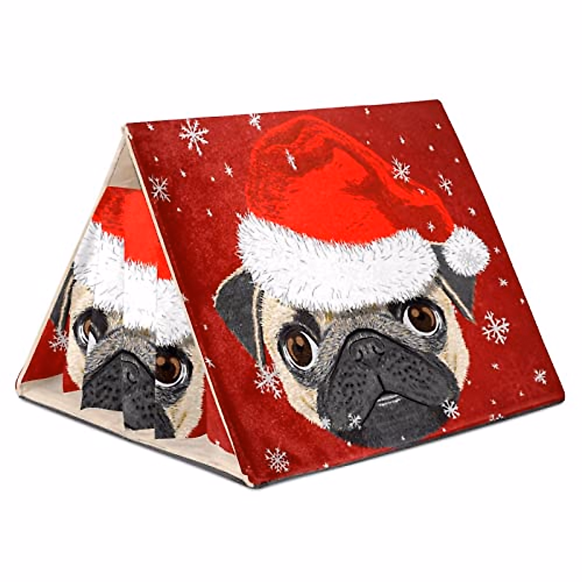 enheng Small Pet Hideout Lovely Dog with Christmas Hat Hamster House Guinea Pig Playhouse for Dwarf Rabbits Hedgehogs Chinchillas