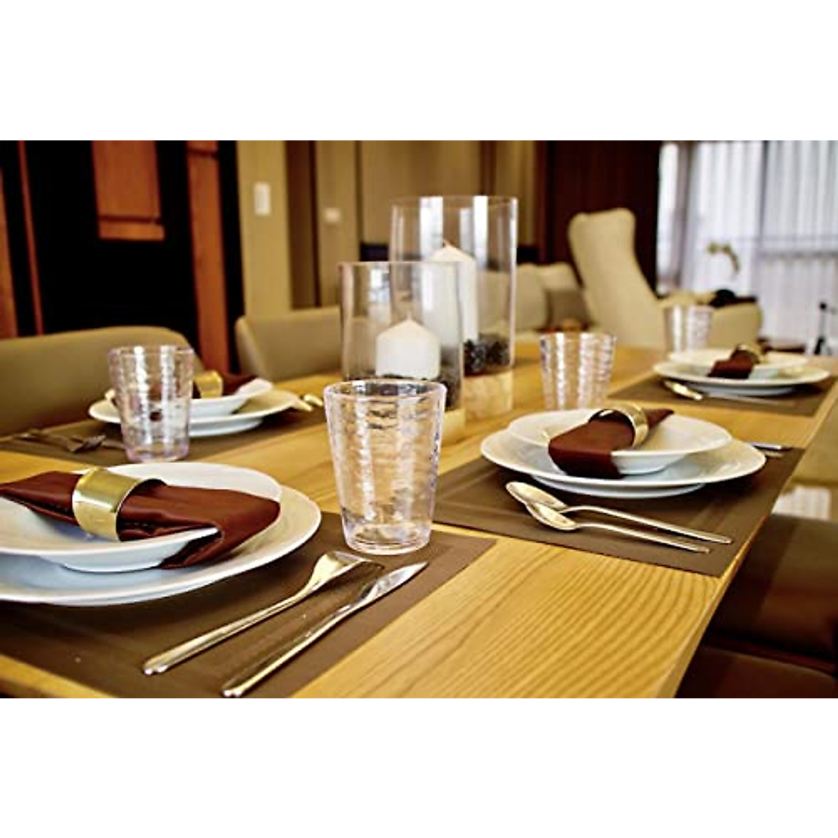 KLIFA- RIPPLE- 16 ounce, Set of 6, Acrylic Tumbler Drinking Glasses Cups, BPA-Free, Stackable Plastic Drinkware, Dishwasher Safe, Clear