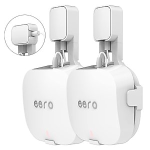 PUUUCI Outlet Wall Mount Holder Stand for eero Pro 6E & eero Pro 6 Home WiFi Router - A Space-Saving Accessory for eero Pro 6E/6 with Cord Management, Supports Vertical or Horizontal Outlets (2-Pack)