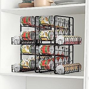 2 Pack Can Rack Organizer Stackable Can Storage Dispenser Pantry Organization Storage Holds Up to 34 Cans for Kitchen Cabinet, Countertop, Refrigerator, Black