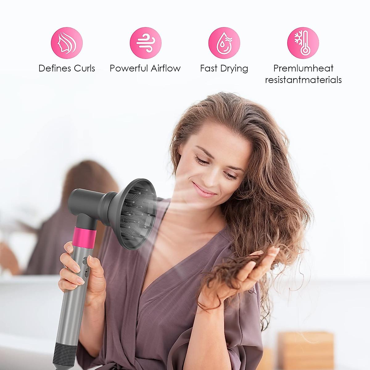 ENERIDEA Diffuser and Adaptor Compatible with Dyson Airwrap,Attachments for Airwrap Styler Converting Blow Dryer Combination,Gifts for Women