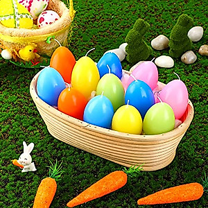 12 Pcs Easter Eggs Candles Soy Wax Colorful Easter Candles Gift Happy Easter Egg Candle Unscented Egg Shape Candle for Home Room Indoor Easter Party Decorations, 6 Colors