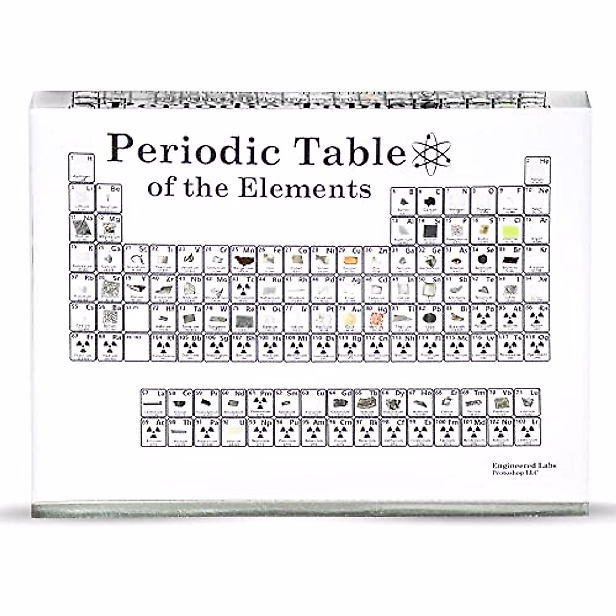 Engineered Labs Heritage Periodic Table of Elements, Made In USA, Acrylic Periodic Table With Real Samples