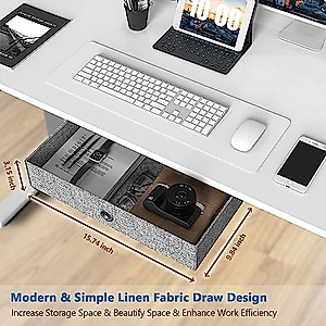 DUMOS Adjustable Height Electric Standing Desk with Drawer,40 x 24 in Ergonomic Computer Table with Splicing Board, Wire Hole and Hook for Workstation for Home, Office, White