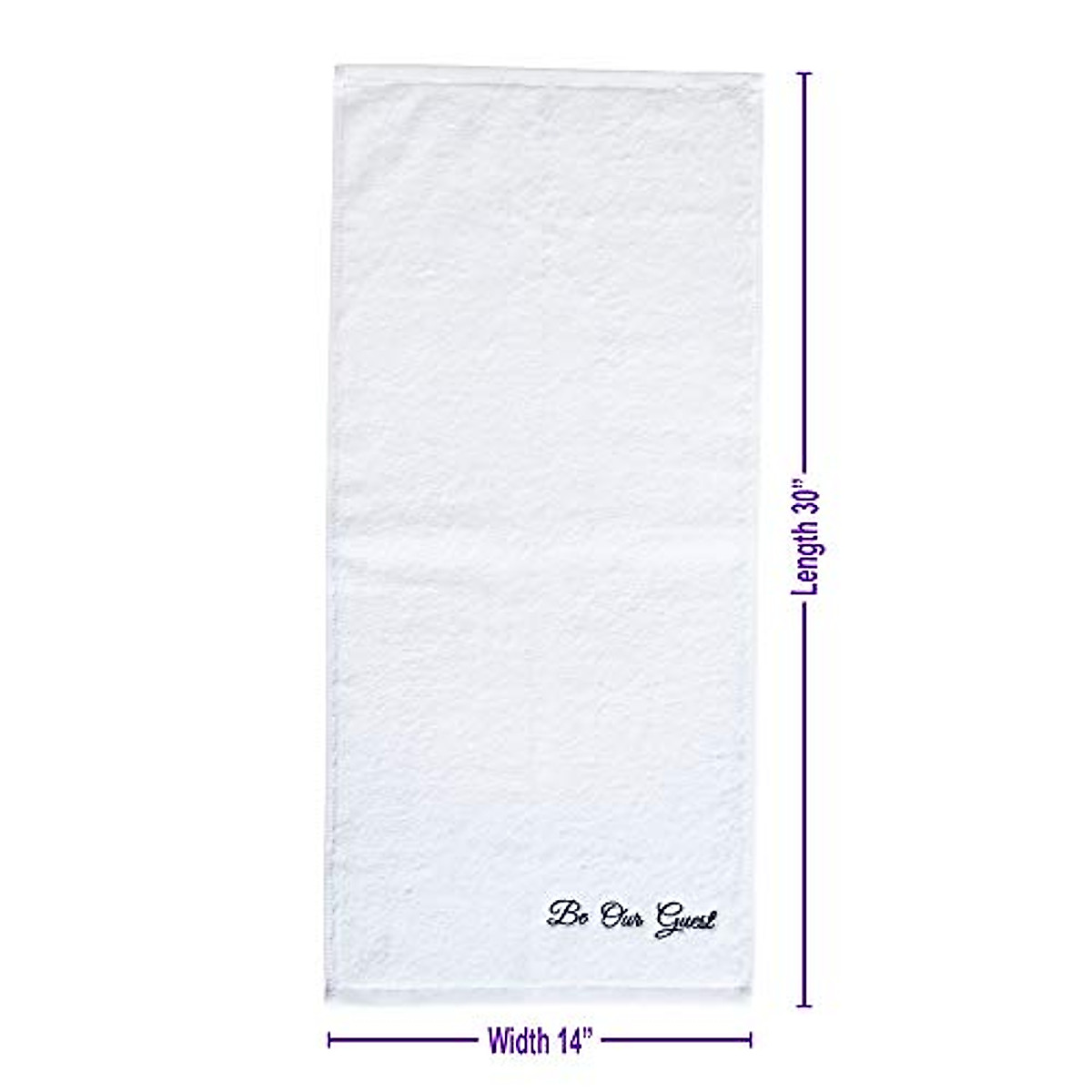 'Be Our Guest' Embroidered White Hand Towels for Bathroom with Gift Box - Set of 2 - Extra Absorbent 100% Cotton Hand Towel Set - 571GSM - 14 x 30 inches - Gifts for Bathroom - Be Our Guest Decor