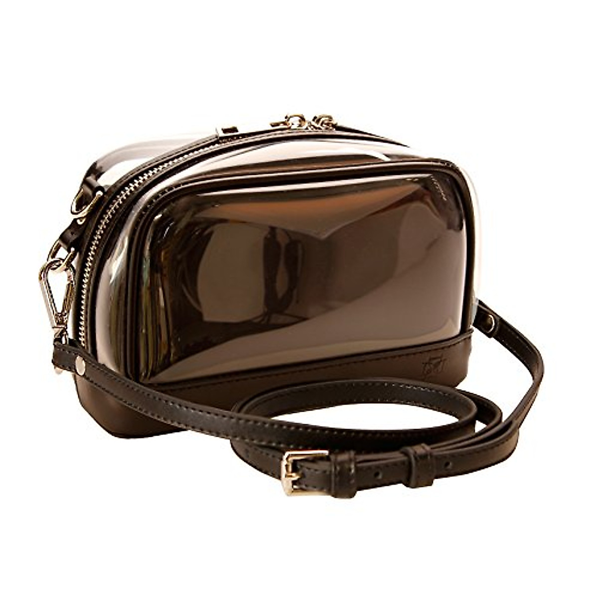 Dominie Clear Handbag Small Black Leather Clutch with Removable/Interchangeable Liner