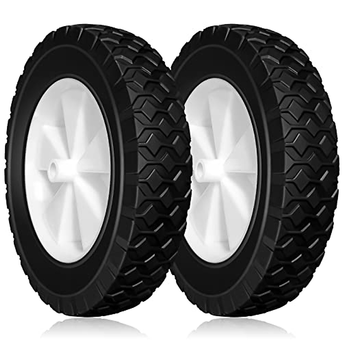 [2 Pack] 8 Inch Wheels Replacement 8mm, Lawn Mower Wheels Replacement, Grill Wheels Replacement, Wheels Replacement Parts